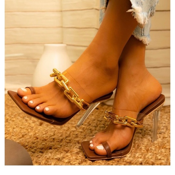 Shoes | New Brown Chain Link Heels | Poshmark